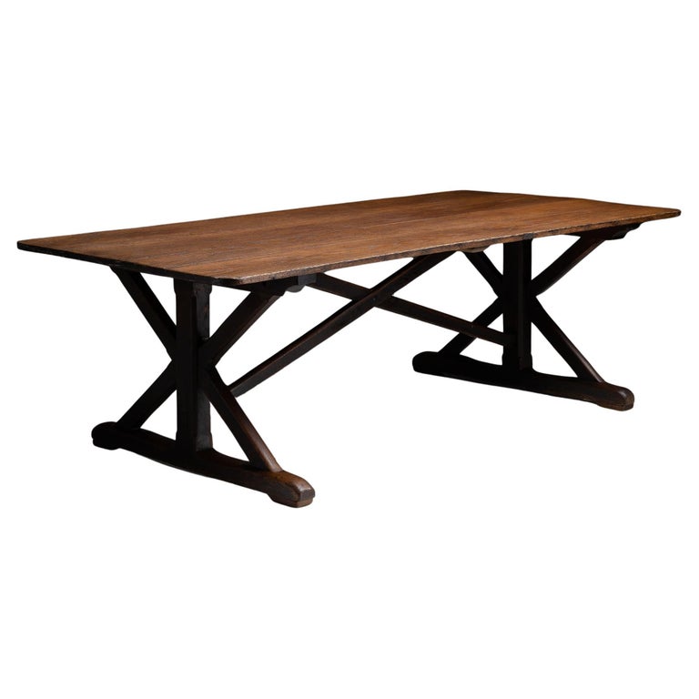 Oak X-Frame Dining Table, England Circa 1880 For Sale at 1stDibs