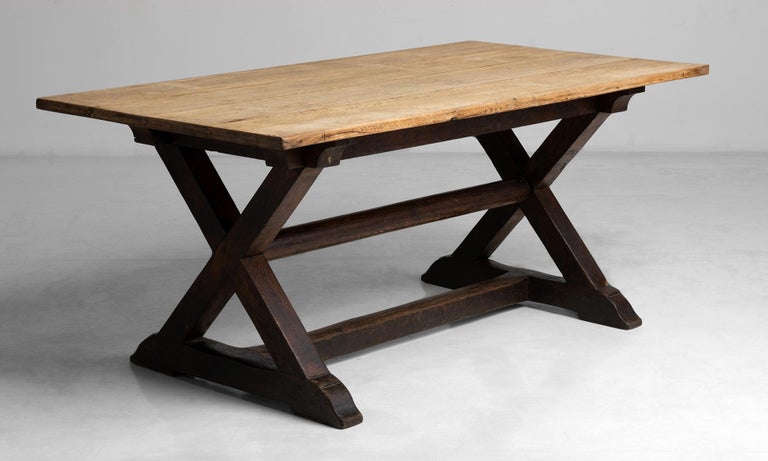 Oak X-Frame Table, England, circa 1890 For Sale at 1stDibs