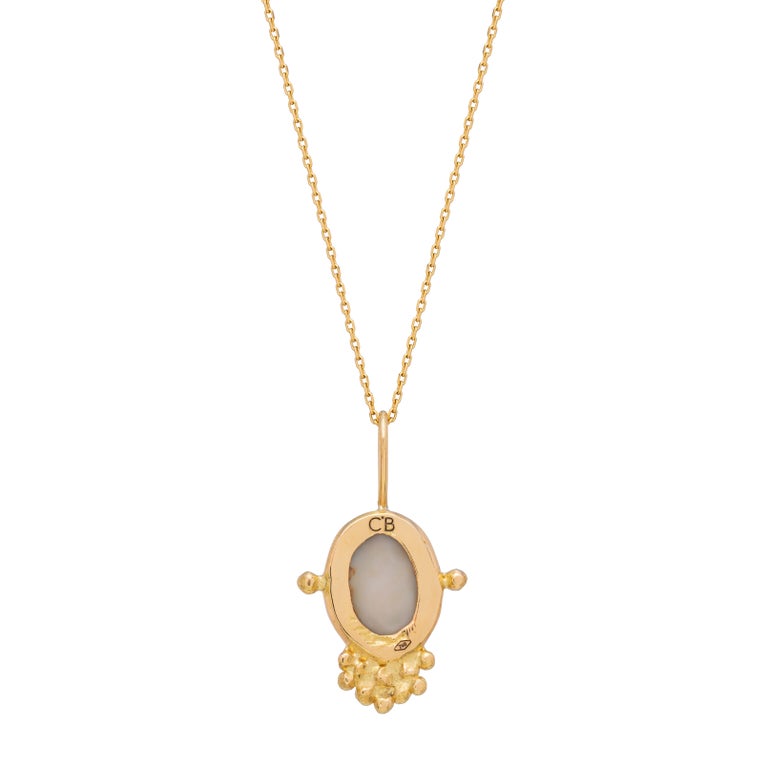 Oannes Pendant with Black Diamond, 18 Karat Yellow Gold For Sale at 1stDibs