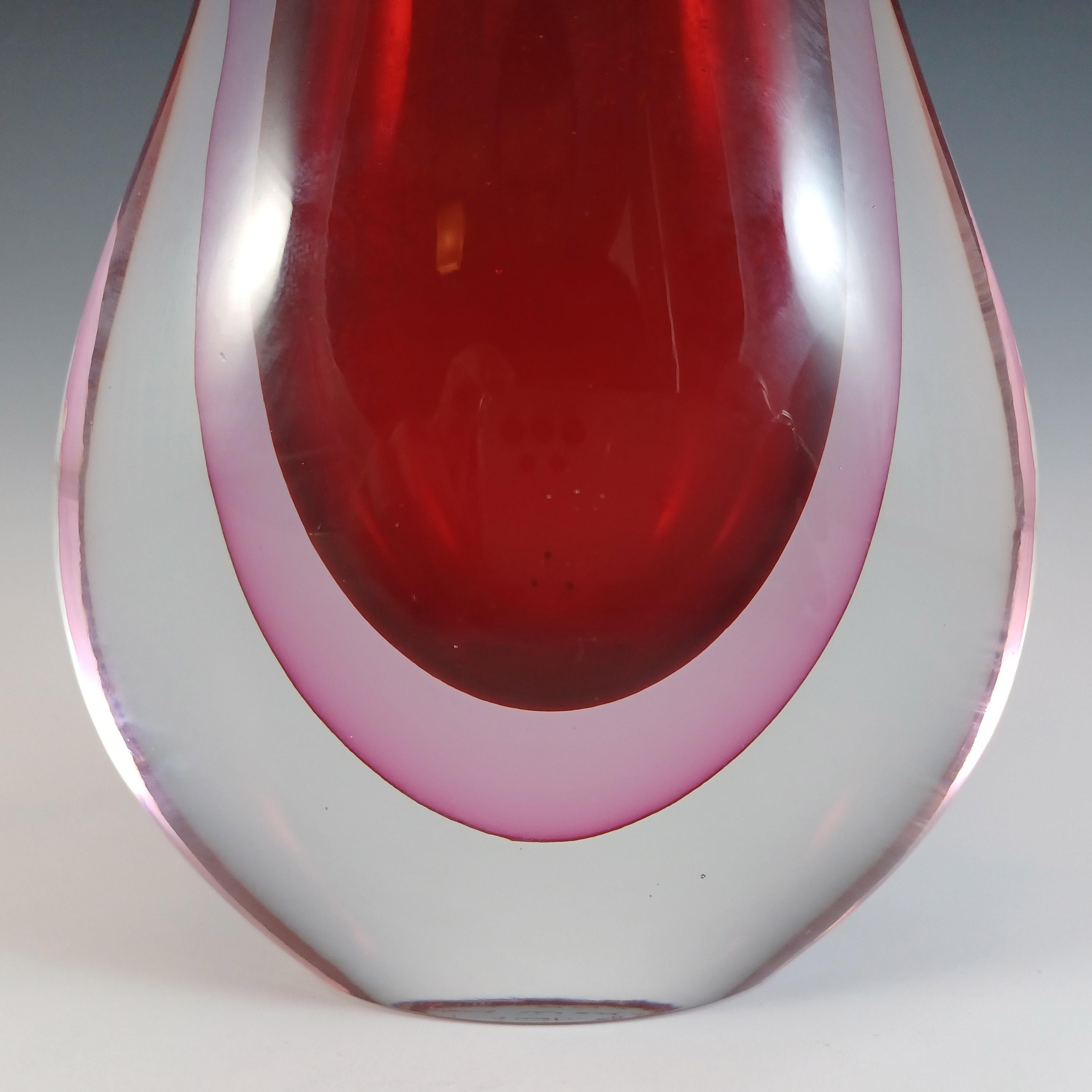 Oball Murano Venetian Red and Pink Sommerso Glass Vase For Sale at 1stDibs