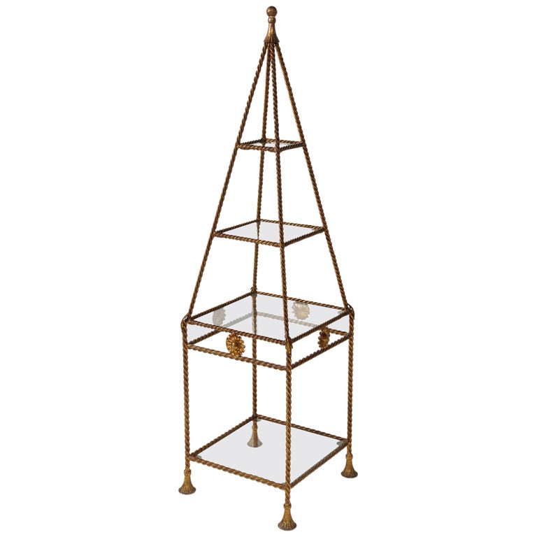 Obelisk Form with Glass Shelves For Sale at 1stDibs