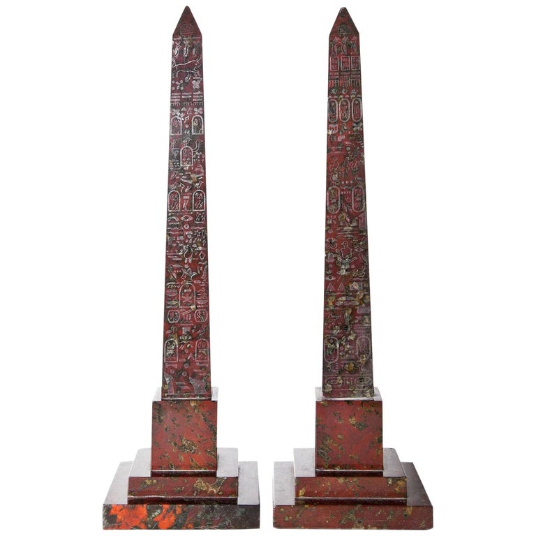Pair of Obelisks, Red Serpentine, Cornwall England 19th Century For ...