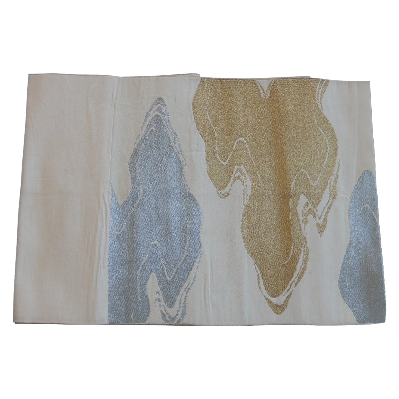 Vintage Obi Brown and Gold Silk Textile at 1stDibs