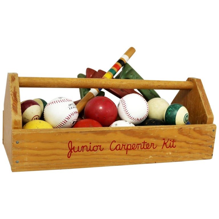 Object d ’Art Centerpiece Junior Carpenter Kit Tool Box with Balls and ...