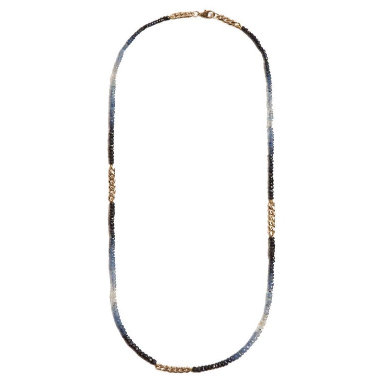 Objet A Beaded Necklace Blue Ombre Sapphires And 18k Yellow Gold For