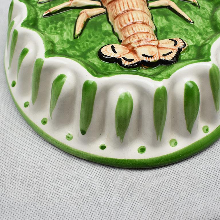 Oblong Decorative Ceramic Lobster Mold Wall Hanging in Green and Orange ...
