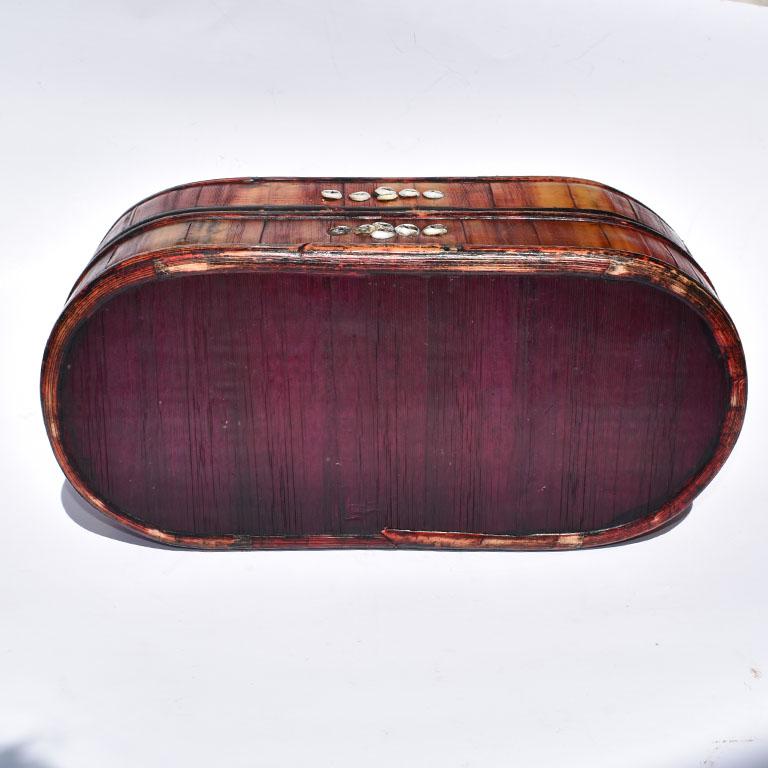 Oblong Tribal Sea Shell Box with Removable Top and Geometric Design For ...