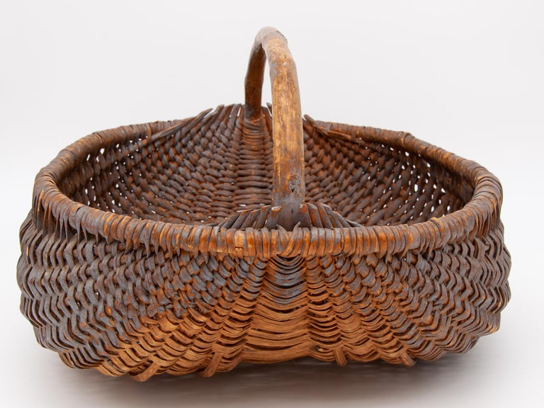Oblong Wooden Basket For Sale at 1stDibs