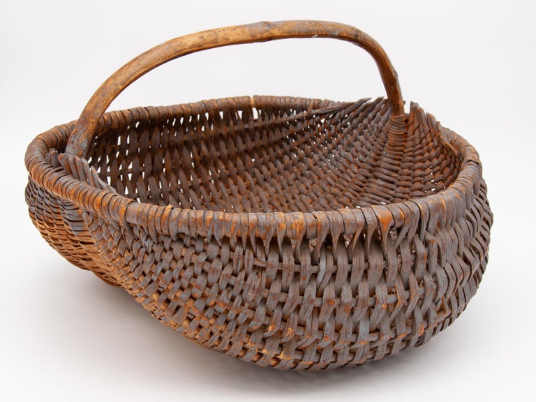 Oblong Wooden Basket For Sale at 1stDibs