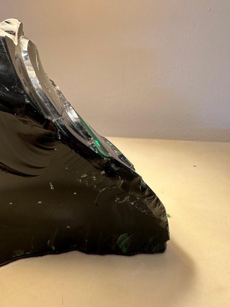 Obsidian Emerald Green Glass Table Lamp For Sale at 1stDibs