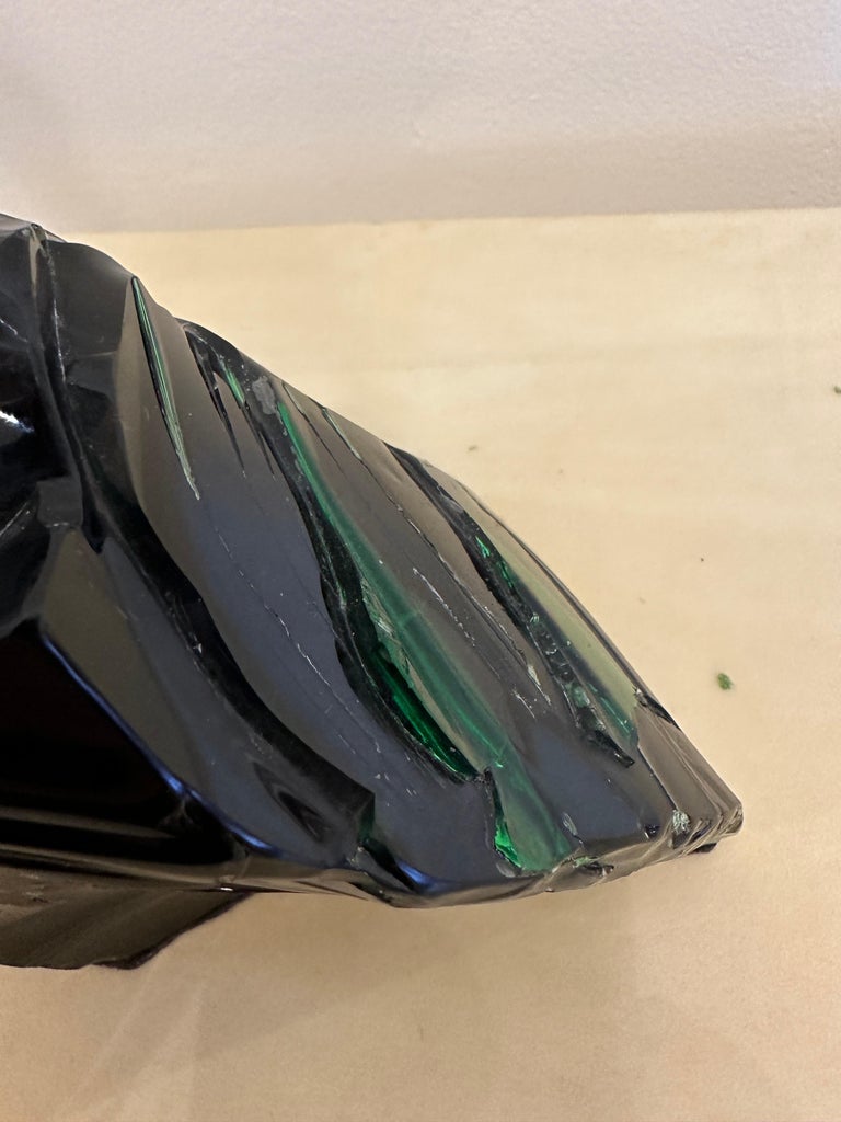 Obsidian Emerald Green Glass Table Lamp For Sale at 1stDibs