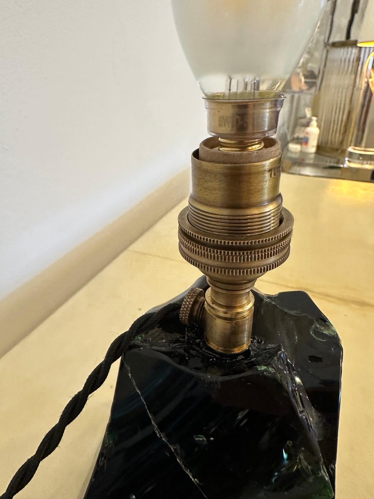 Obsidian Emerald Green Glass Table Lamp For Sale at 1stDibs