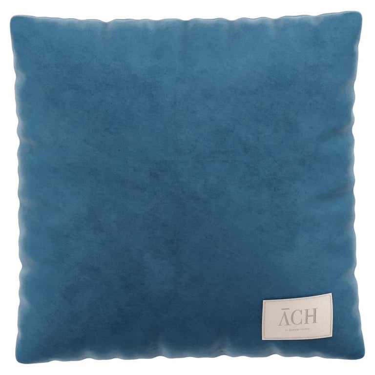 Ocean Square, Blue Modern Cushion Double Side in Soft Velvet For Sale ...