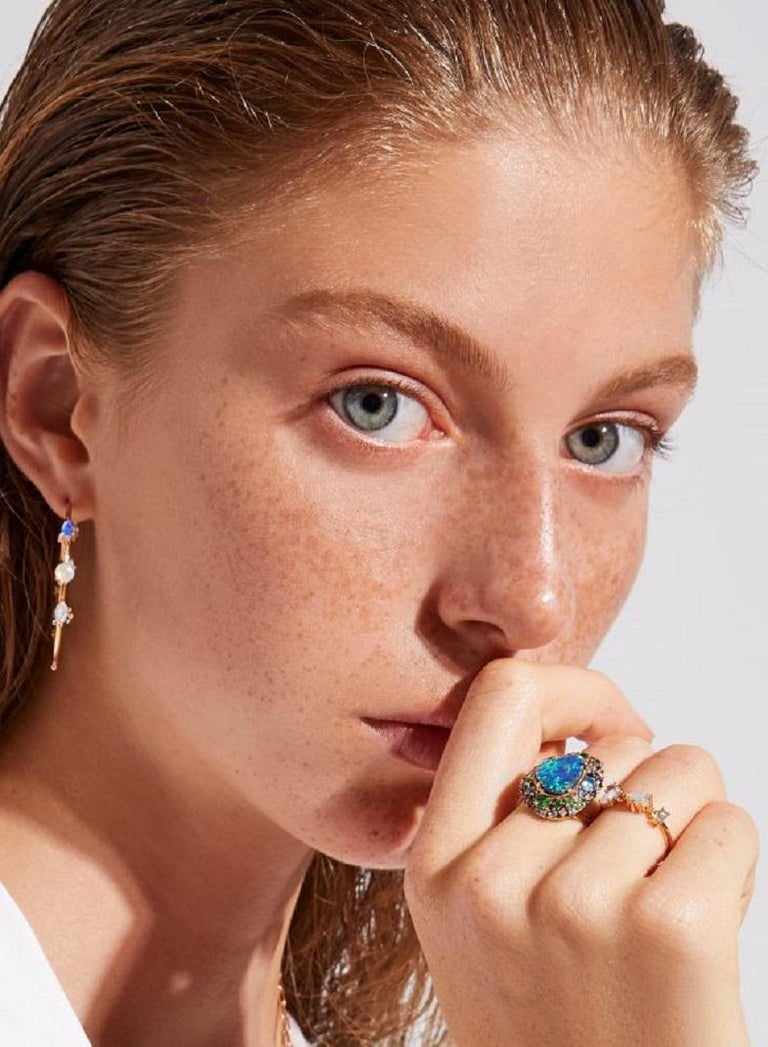 Oceanic Ring in Rose Gold with Blue Opal and White Diamond For Sale at ...