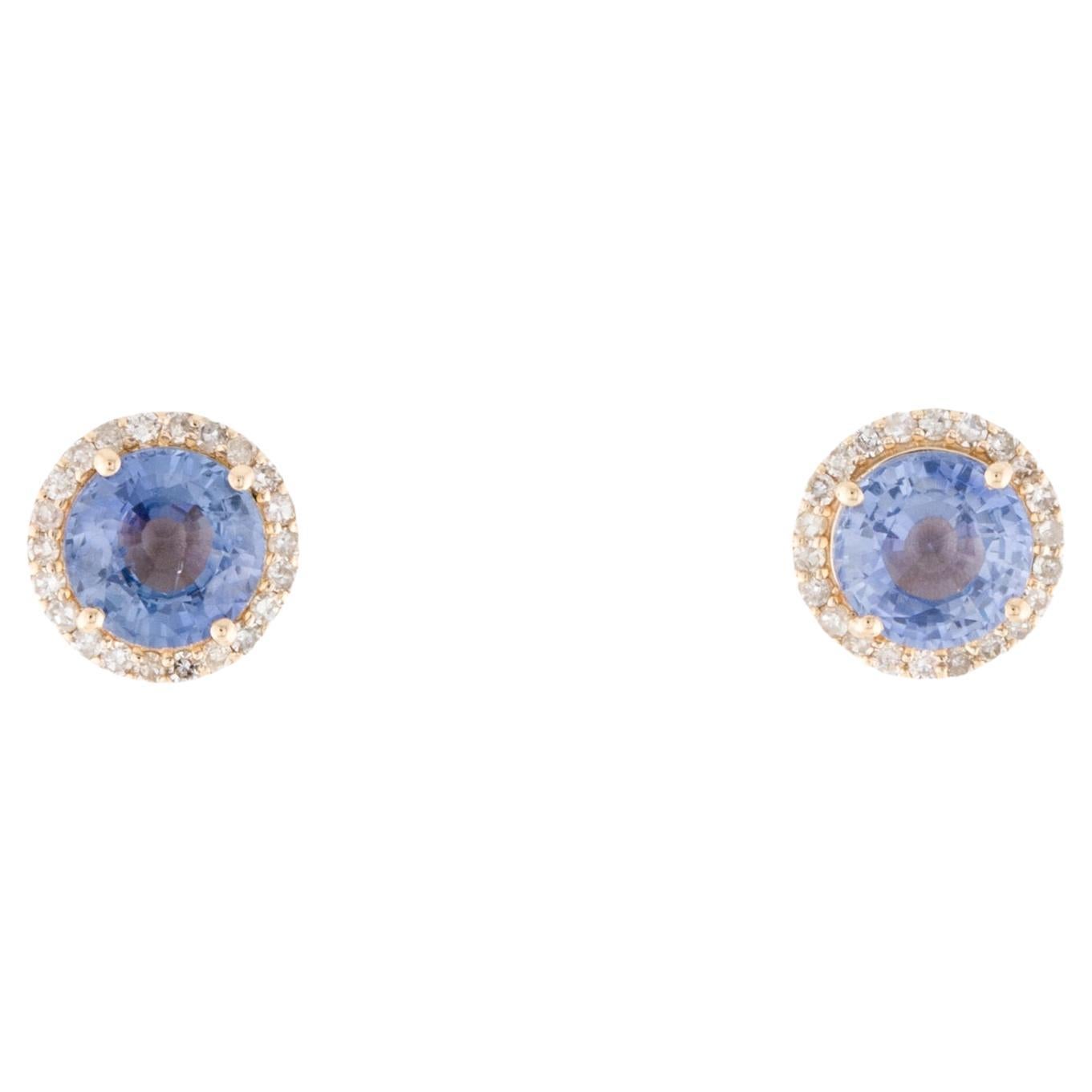 "Oceanic Splendor: Beneath the Waves Blue Sapphire and Diamond Earrings ...