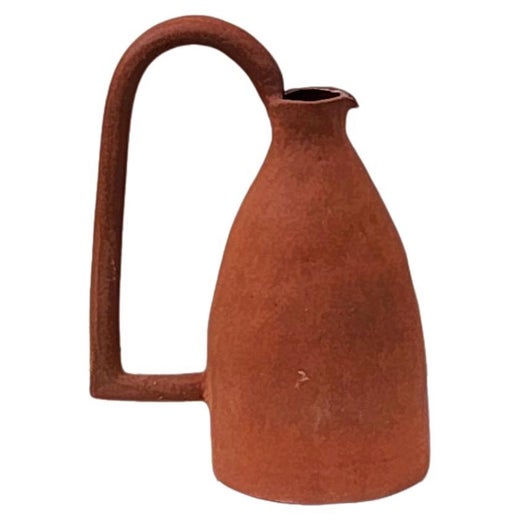 Ocher Red Ceramic Jar Vase For Sale at 1stDibs