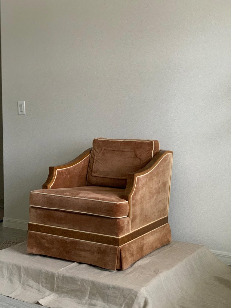 Ochre Armchair Waterfall Skirted at 1stDibs