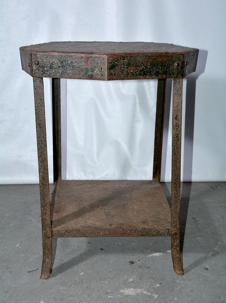 Octagon Shaped Metal Side Table For Sale at 1stDibs