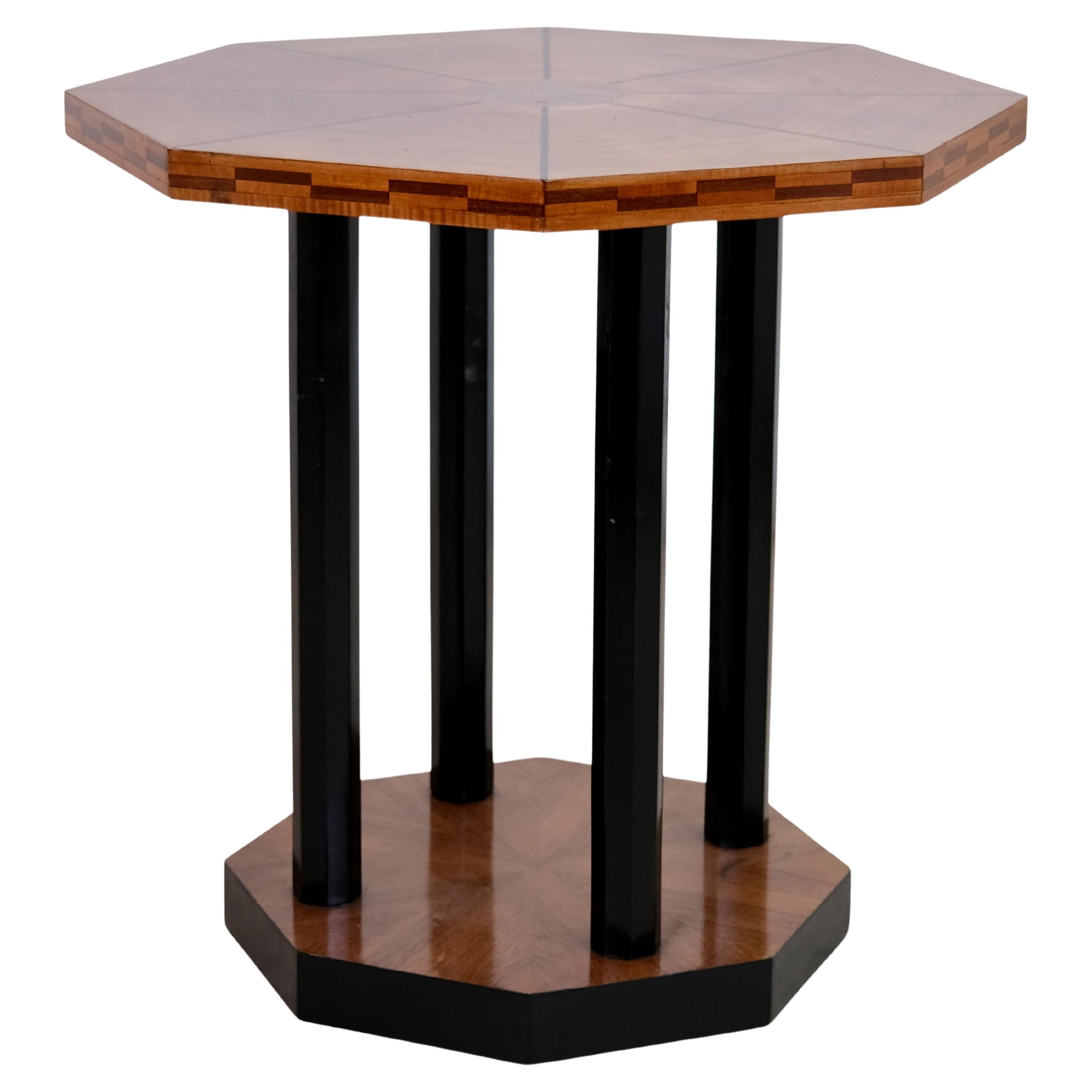 Octagonal 1930s French Art Deco Side Table in Nutwood Shellac ...