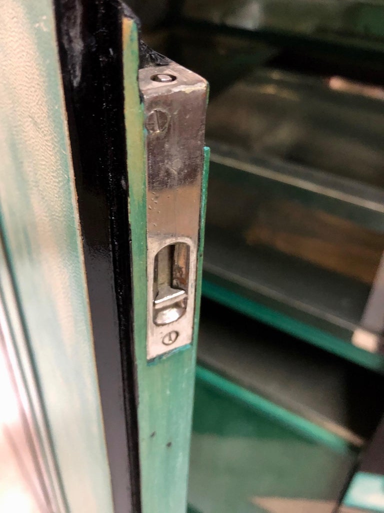 Octagonal Bar Furniture in Black Lacquer with Green Pattern French Art ...