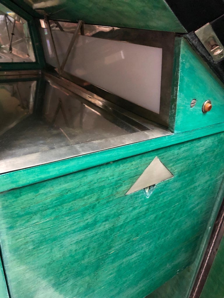 Octagonal Bar Furniture in Black Lacquer with Green Pattern French Art ...