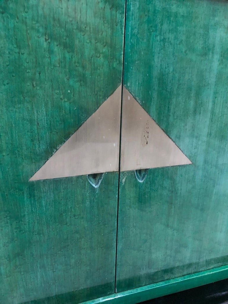 Octagonal Bar Furniture in Black Lacquer with Green Pattern French Art ...