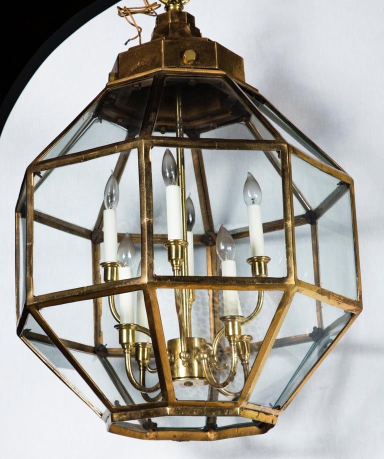 Octagonal Brass Lantern, Two Available For Sale at 1stDibs