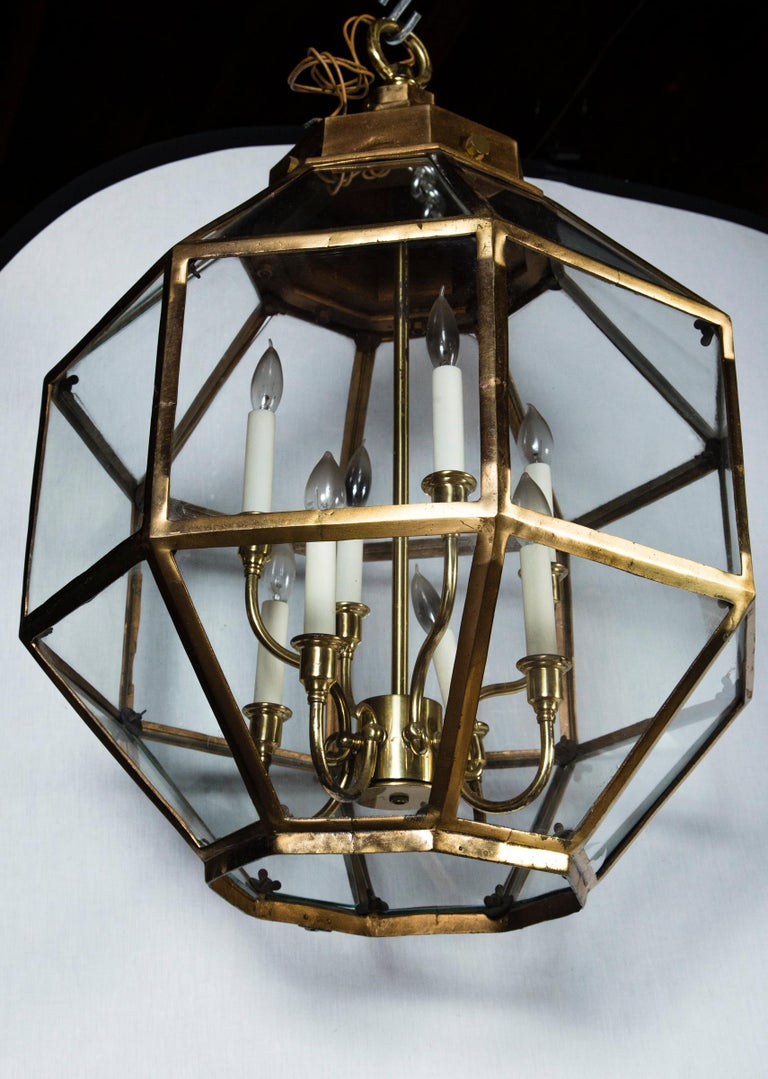 Octagonal Brass Lantern, Two Available For Sale at 1stDibs