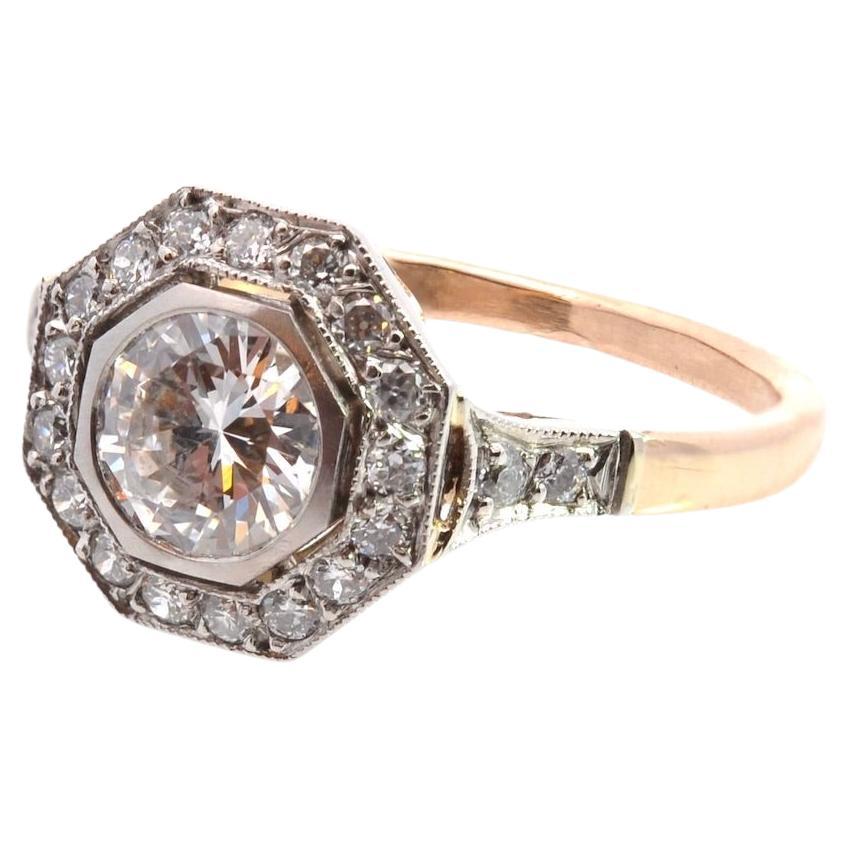 Octagonal diamonds ring in platinum For Sale at 1stDibs