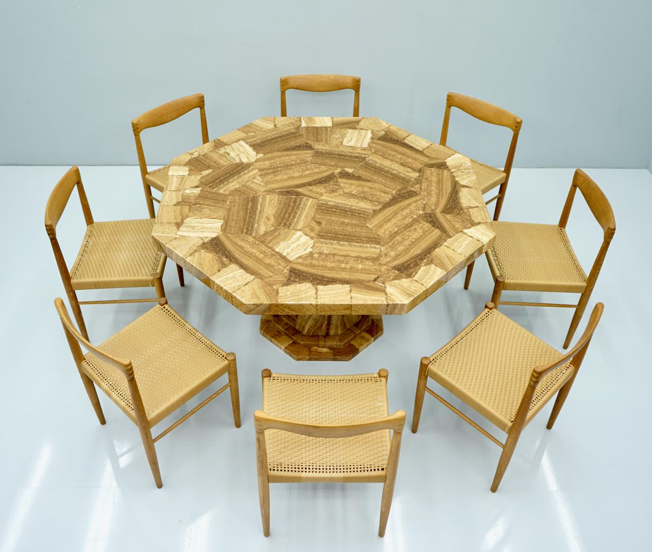Large Onyx Stone Mosaic Marble Dining Table 1980s For Sale at 1stDibs