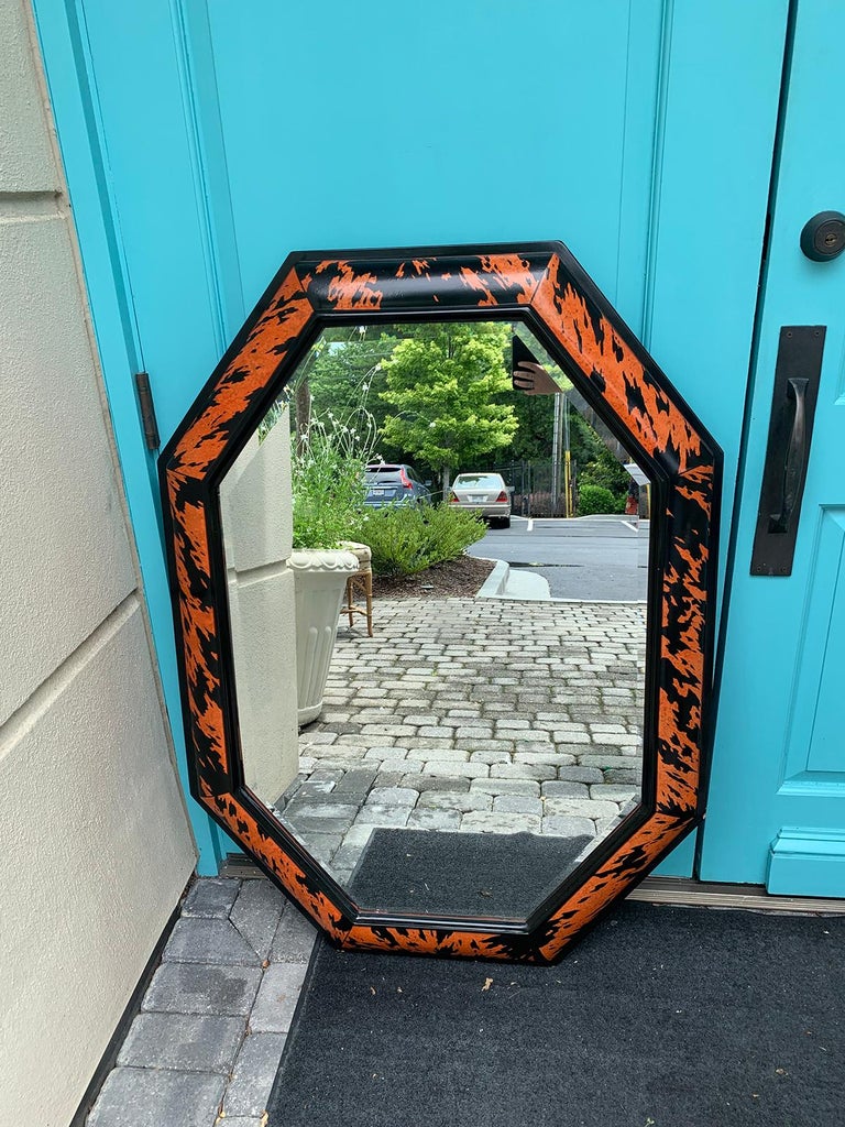 Octagonal Faux Tortoise Shell Mirror, circa 1970s at 1stDibs