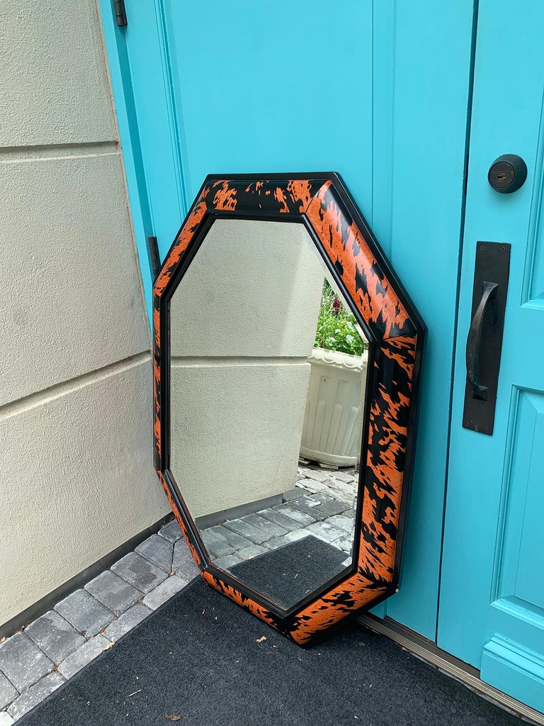 Octagonal Faux Tortoise Shell Mirror, circa 1970s at 1stDibs