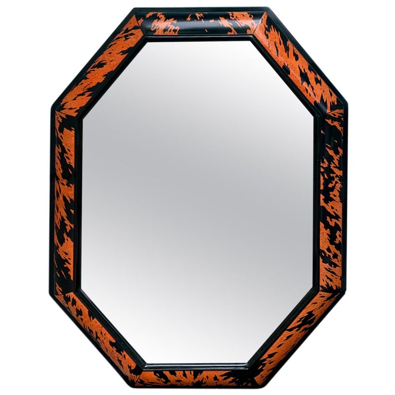 Octagonal Faux Tortoise Shell Mirror, circa 1970s at 1stDibs