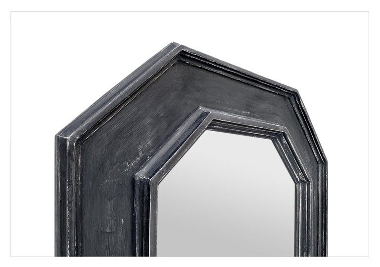 Octagonal French Mirror, Slate Grey Color by Pascal and Annie at 1stDibs