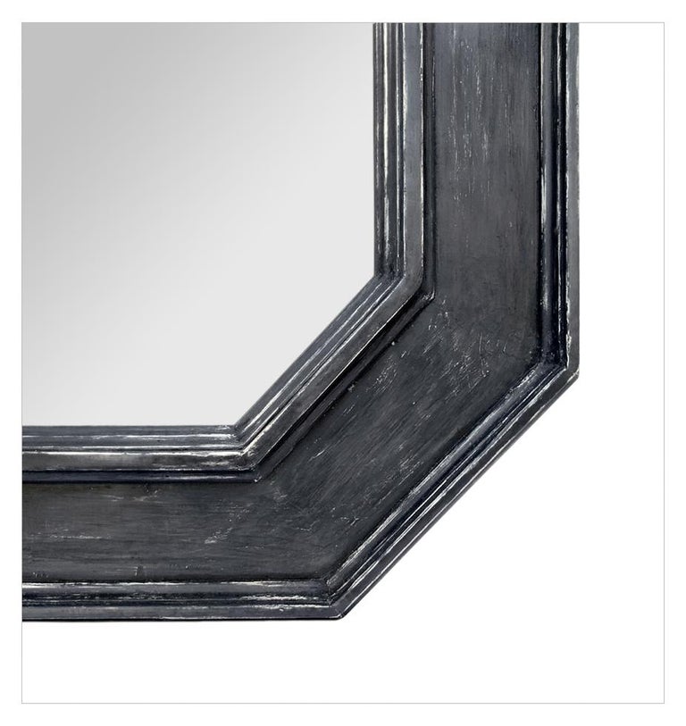 Octagonal French Mirror, Slate Grey Color by Pascal and Annie at 1stDibs