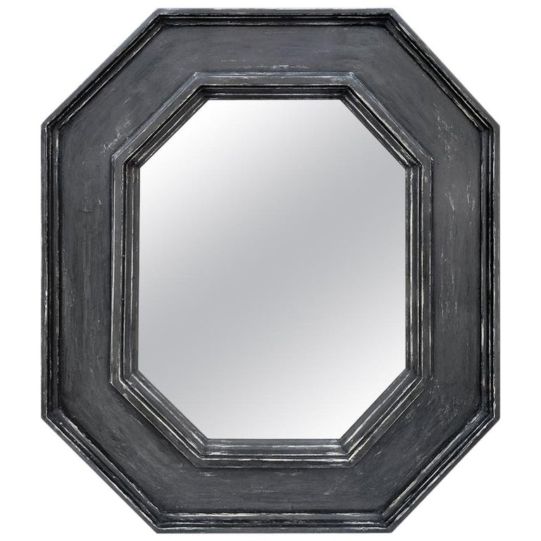 Octagonal French Mirror, Slate Grey Color by Pascal and Annie at 1stDibs