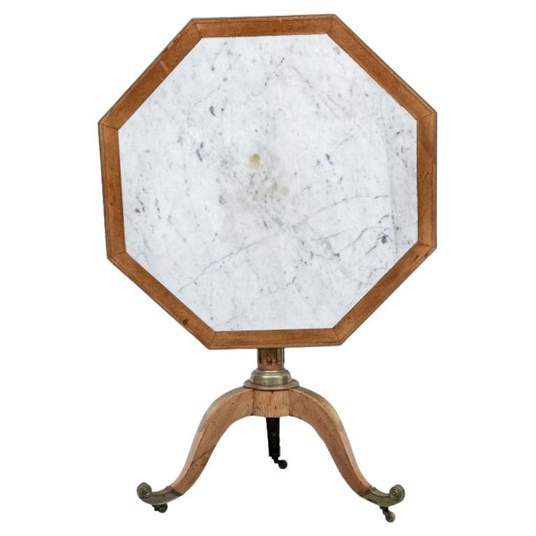 Octagonal Fruitwood and Marble Tilt Top Tea Table, 1820-1830 For Sale ...