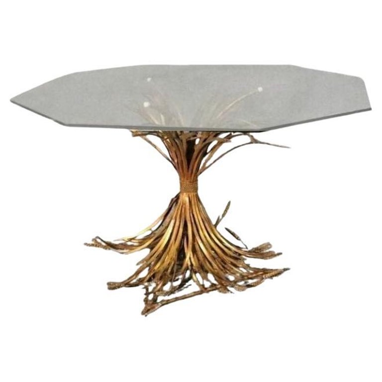 Octagonal Glass Top Italian Corn Sheaf Dining Table For Sale at 1stDibs