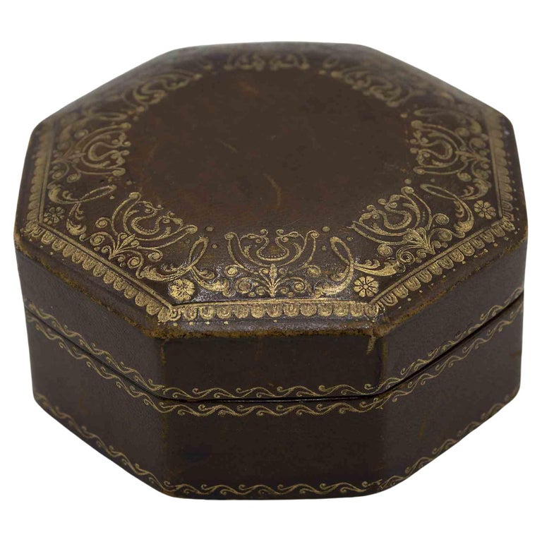 Octagonal Leather Box, 1950s For Sale at 1stDibs