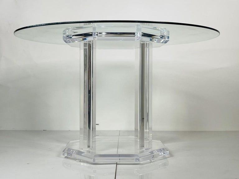 Octagonal Lucite Pedestal Table Base For Sale at 1stDibs