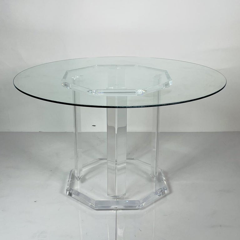 Octagonal Lucite Pedestal Table Base For Sale at 1stDibs