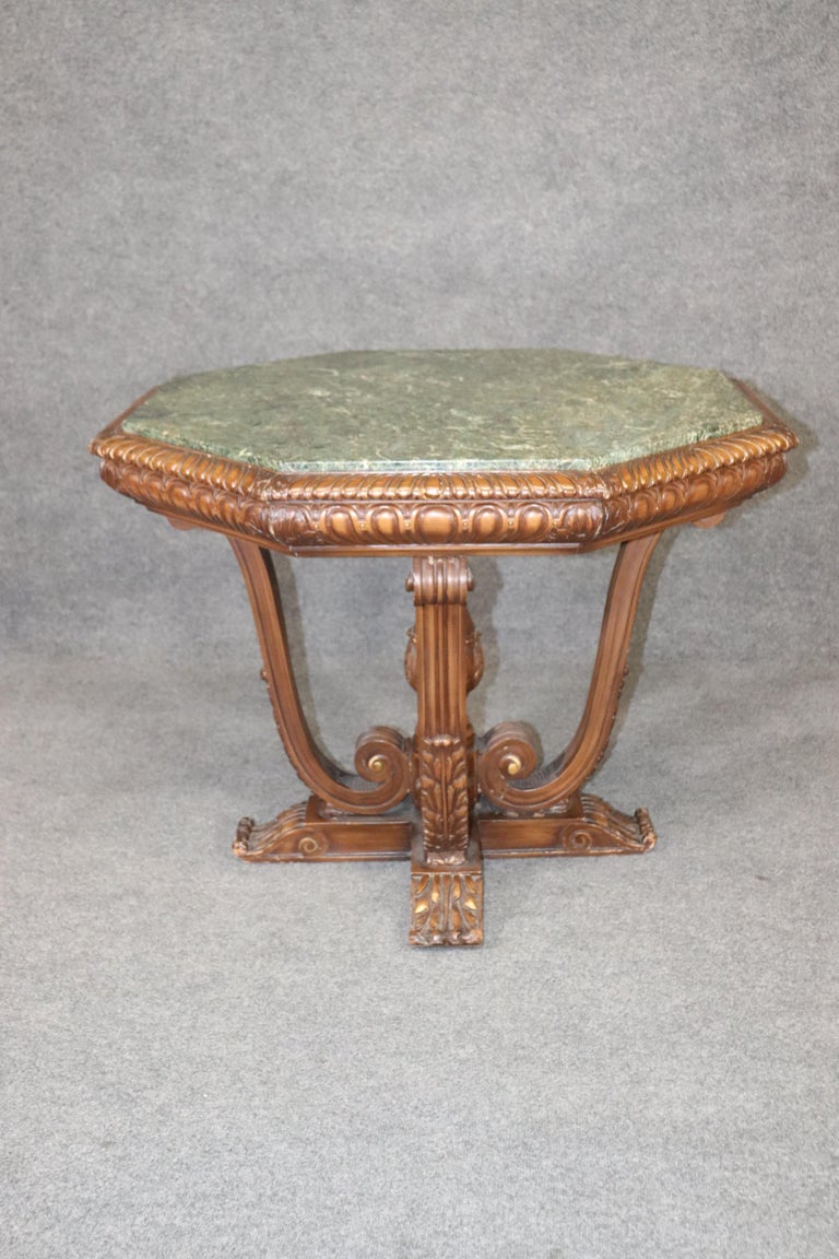 Octagonal Marble Top Carved Georgian Style Center Table For Sale at 1stDibs
