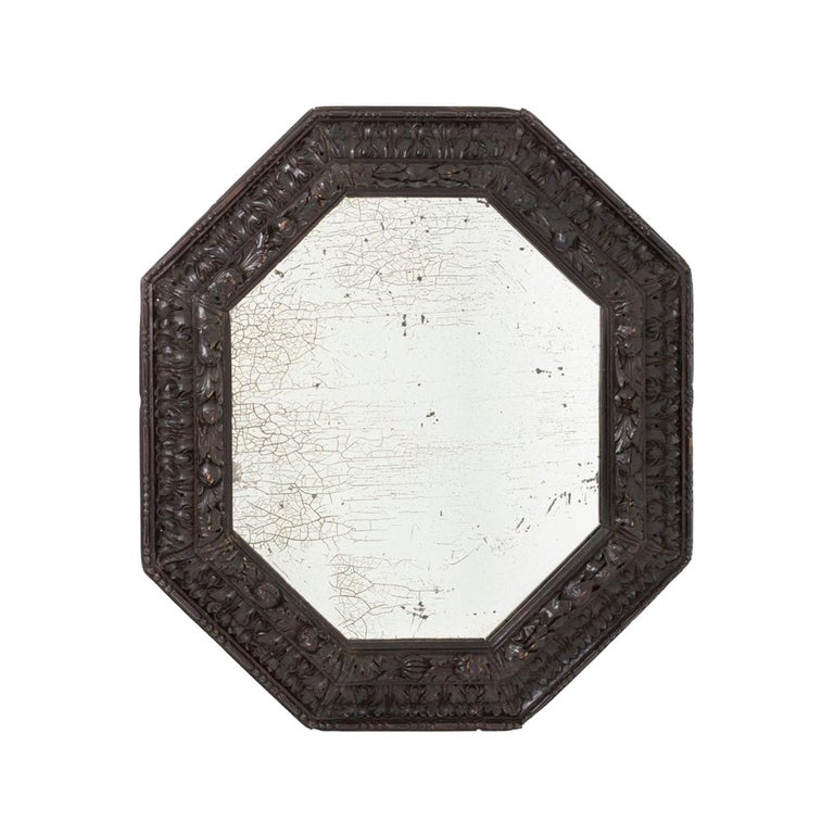 Octagonal Mirror in Blackened Wood and Oxidized Mirror, circa 1900 at ...