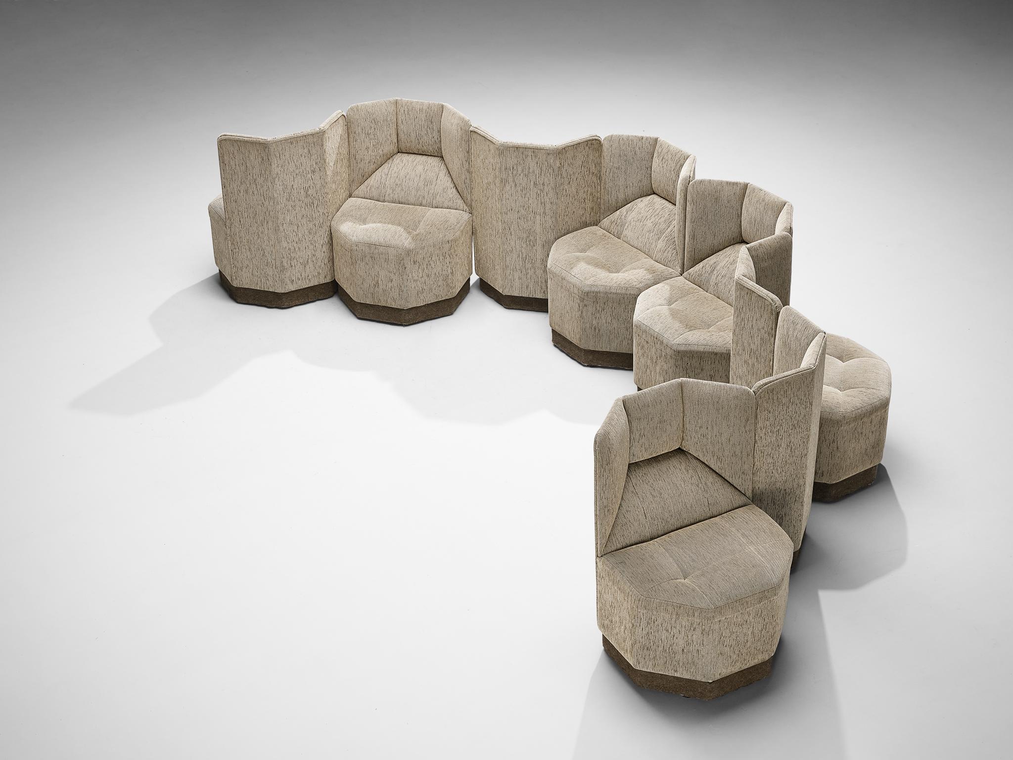 Octagonal Modular Side Chairs in Grey Fabric Upholstery For Sale at 1stDibs