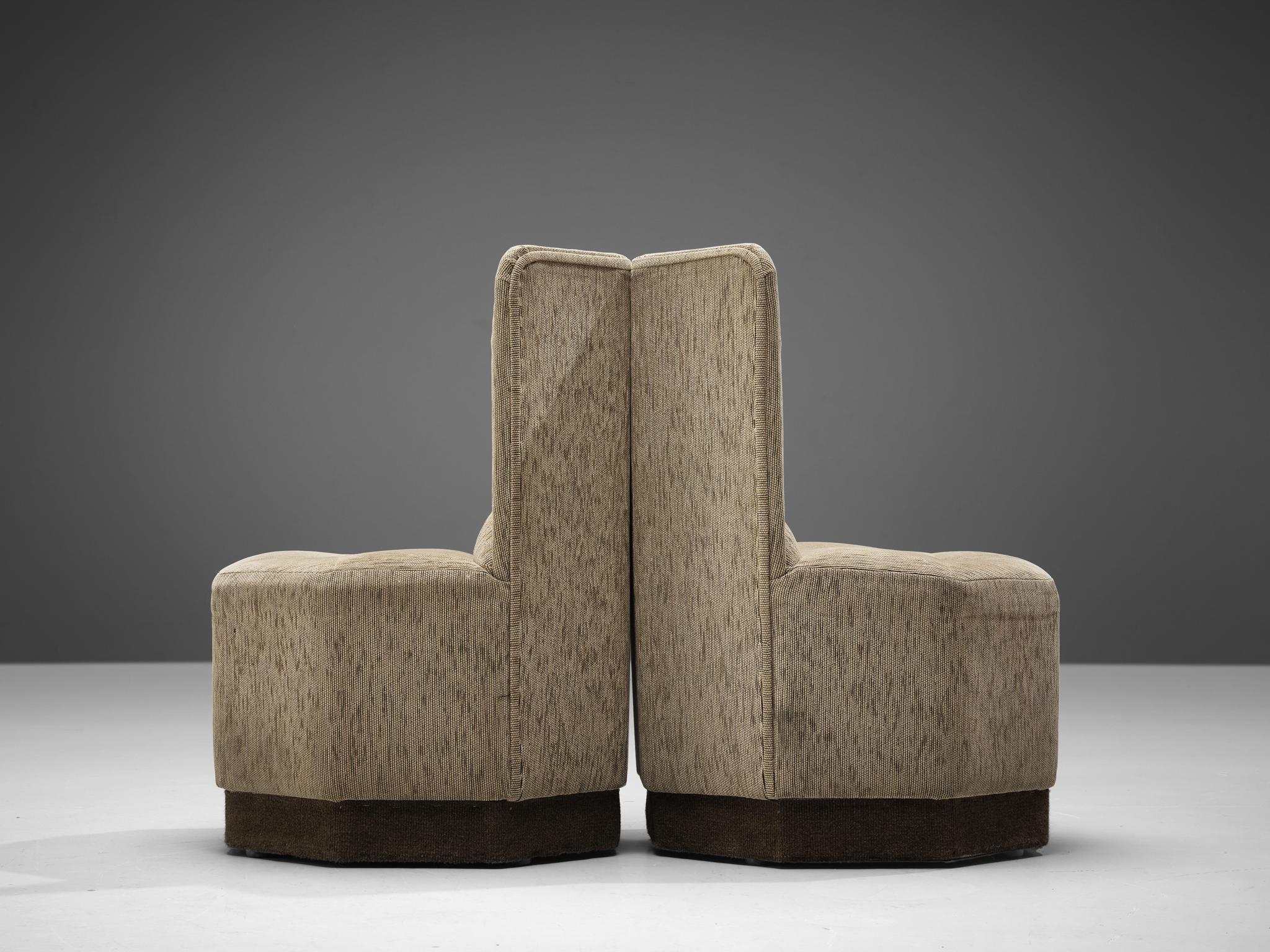 Octagonal Modular Side Chairs in Grey Fabric Upholstery For Sale at 1stDibs