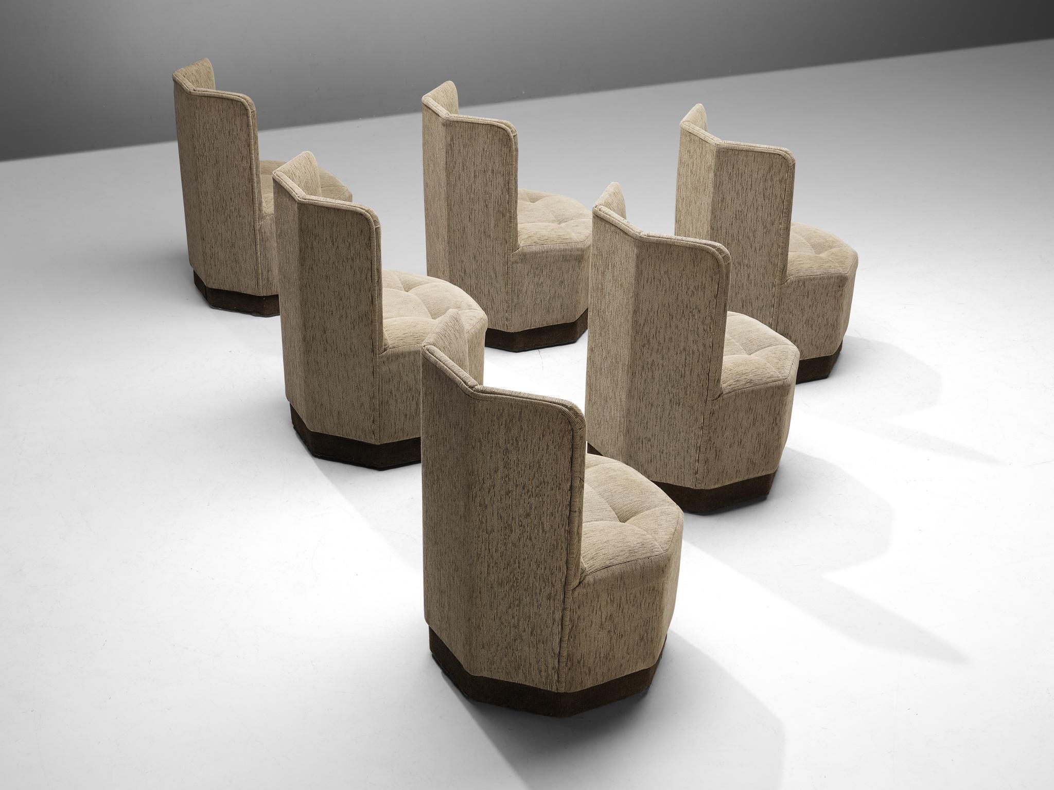 Octagonal Modular Side Chairs in Grey Fabric Upholstery For Sale at 1stDibs