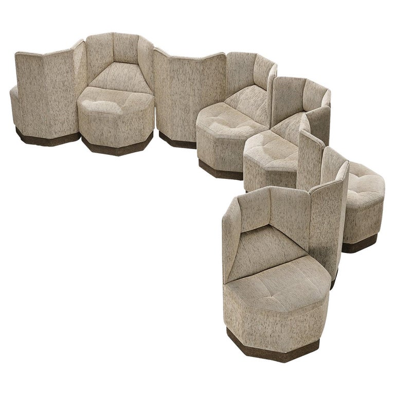 Octagonal Modular Side Chairs in Grey Fabric Upholstery For Sale at 1stDibs