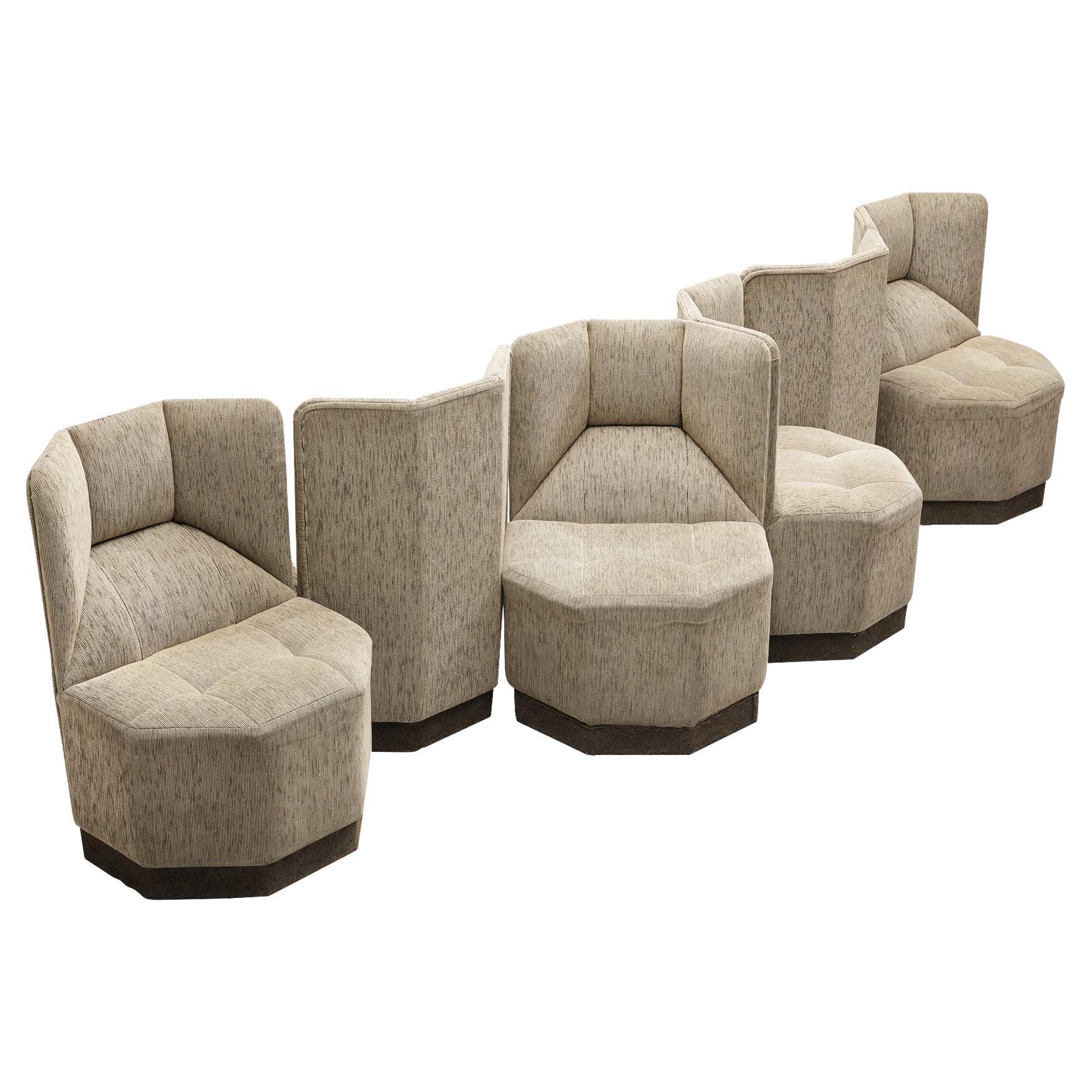 Octagonal Modular Side Chairs in Grey Fabric Upholstery For Sale at 1stDibs