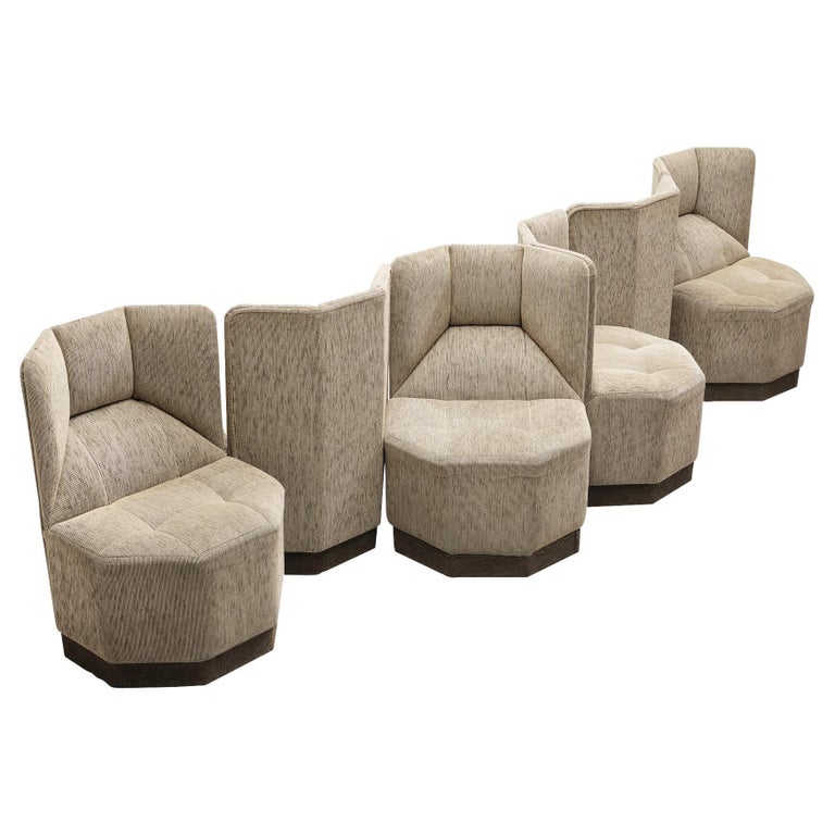 Octagonal Modular Side Chairs in Grey Fabric Upholstery For Sale at 1stDibs