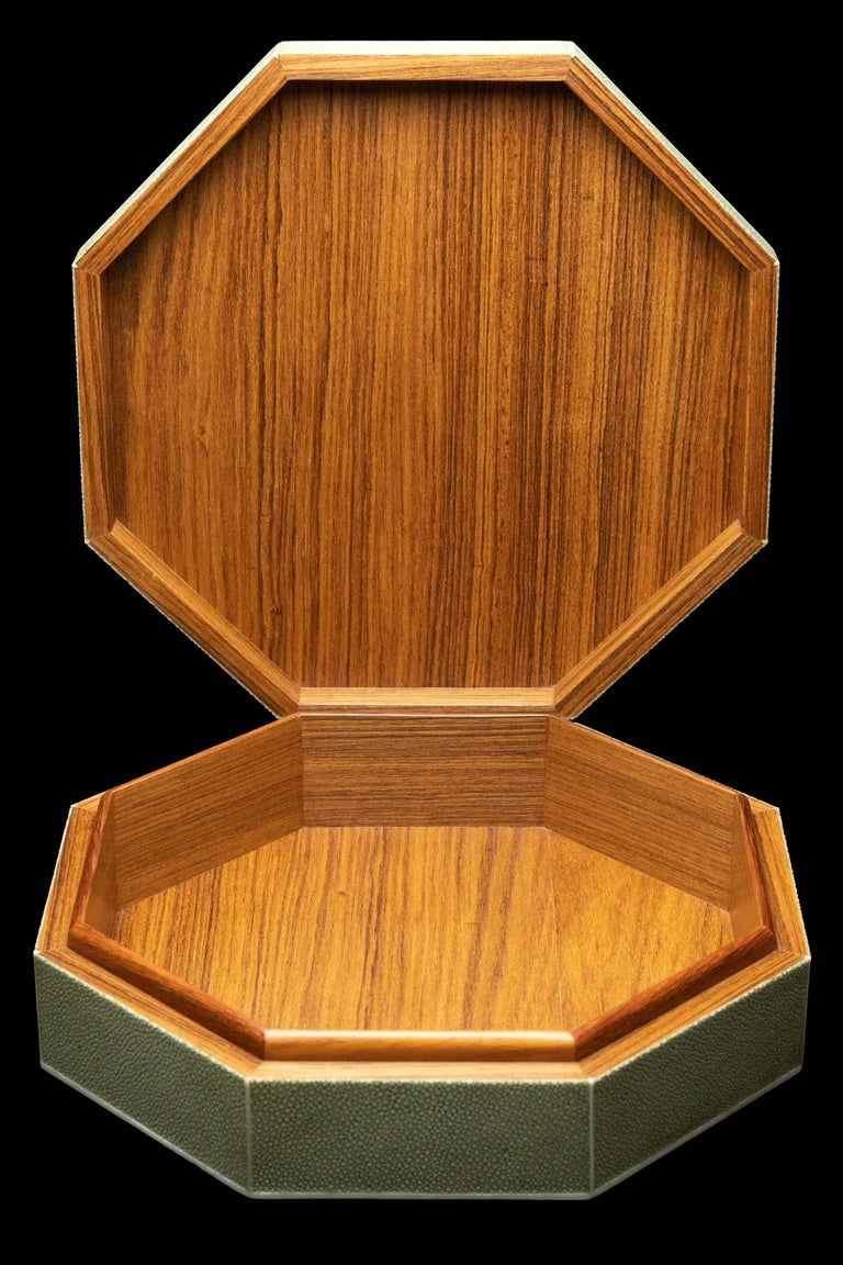 Large Octagonal Moss Green Shagreen Box at 1stDibs